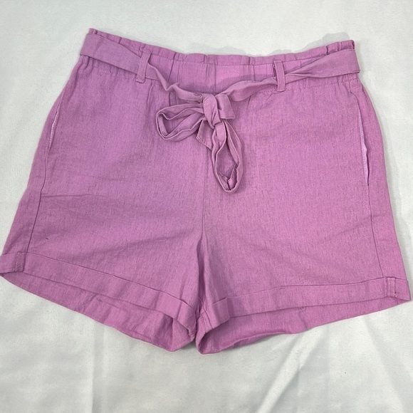 Revamped | Shorts | New Revamped Lilac Linen Blend Shorts With Tie ...